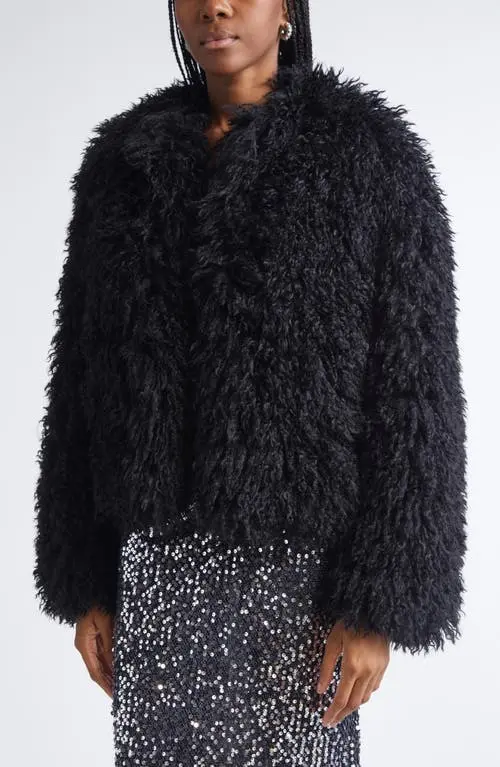 St. John Faux Fur Cropped Jacket