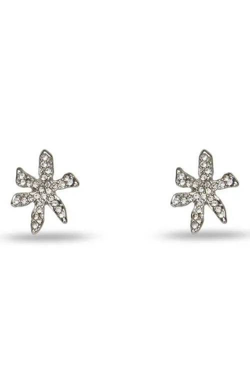Lele Sadoughi Pavé Water Lily Stud Earrings - Crystal