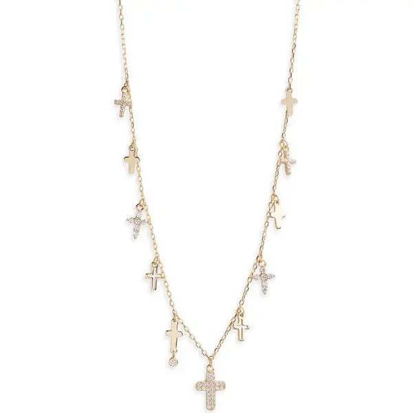 Argento Vivo Cross Charm Necklace - Gold