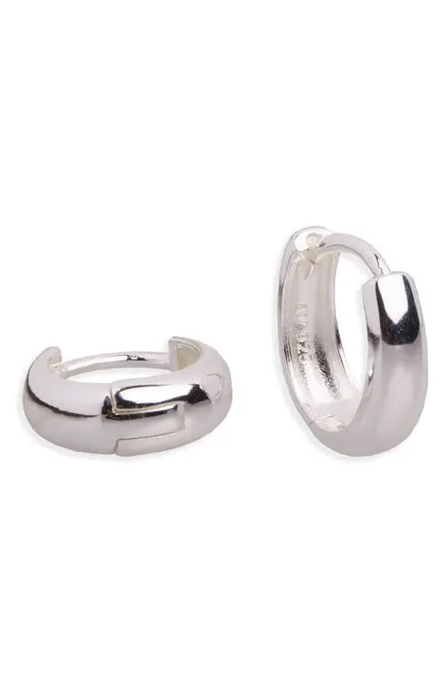 Argento Vivo Oval Huggie Hoop Earrings - Silver