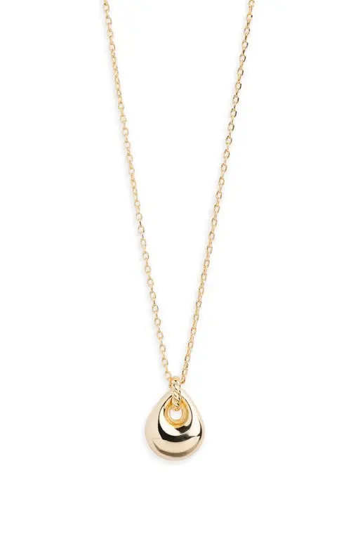 Argento Vivo Mini Puffy Teardrop Pendant Necklace - Gold