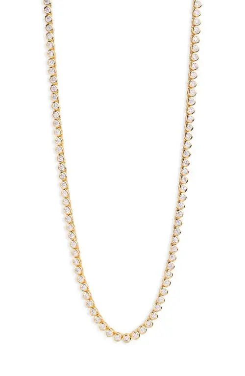Argento Vivo Cubic Zirconia Bezel Tennis Necklace - Gold