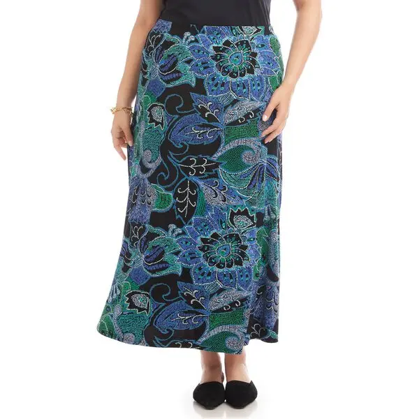 Karen Kane Floral Bias Cut Midi Skirt