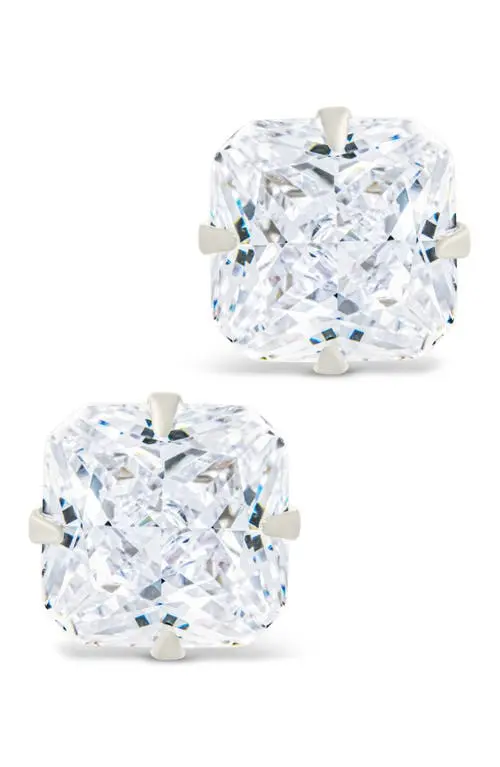 Sterling Forever Radiant Cut Cubic Zirconia Stud Earrings - Silver
