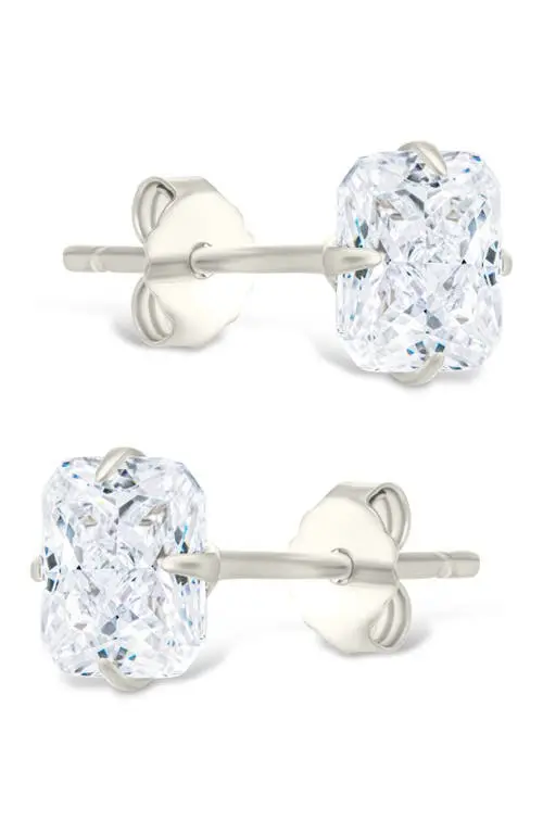 Sterling Forever Radiant Cut Cubic Zirconia Stud Earrings - Silver