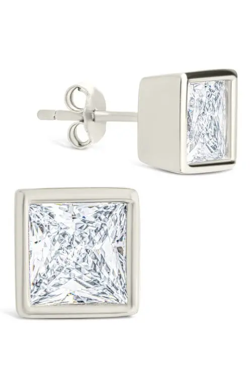 Sterling Forever Princess Cut Cubic Zirconia Stud Earrings - Silver