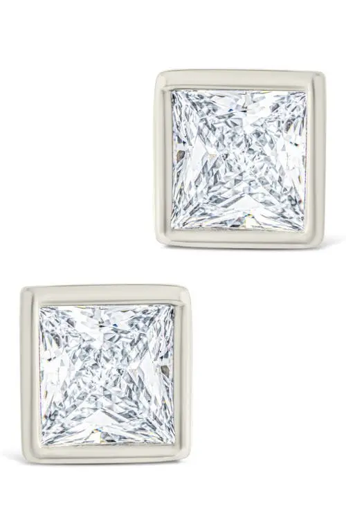 Sterling Forever Princess Cut Cubic Zirconia Stud Earrings - Silver