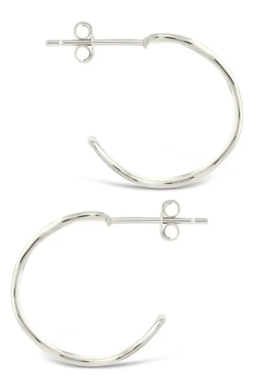 Sterling Forever Ashton Textured Hoop Earrings - Silver