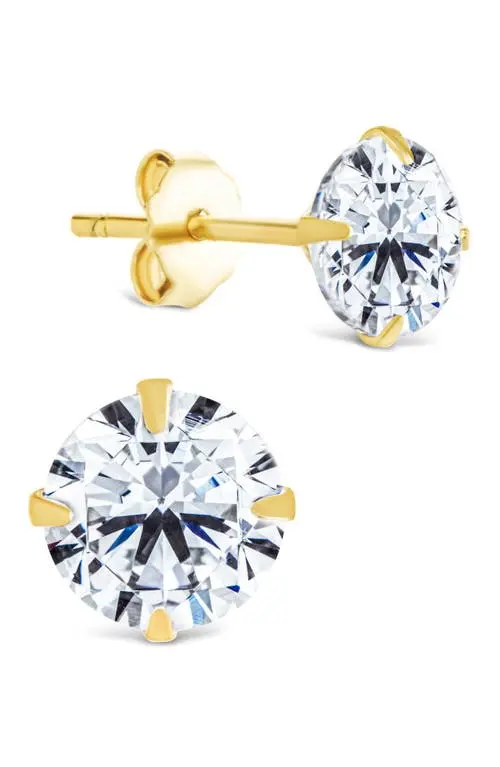 Sterling Forever Round-cut Cubic Zirconia Stud Earrings - Gold