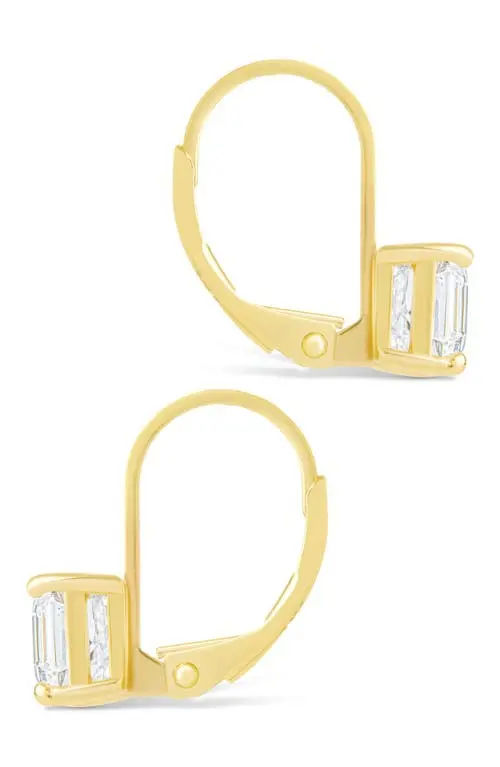Sterling Forever Princess Cut Cubic Zirconia Lever-back Earrings - Gold