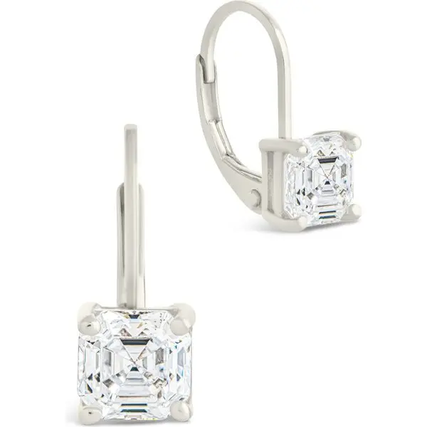 Sterling Forever Princess Cut Cubic Zirconia Lever-back Earrings - Silver