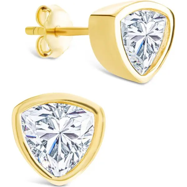 Sterling Forever Trillion Cut Cubic Zirconia Stud Earrings - Gold