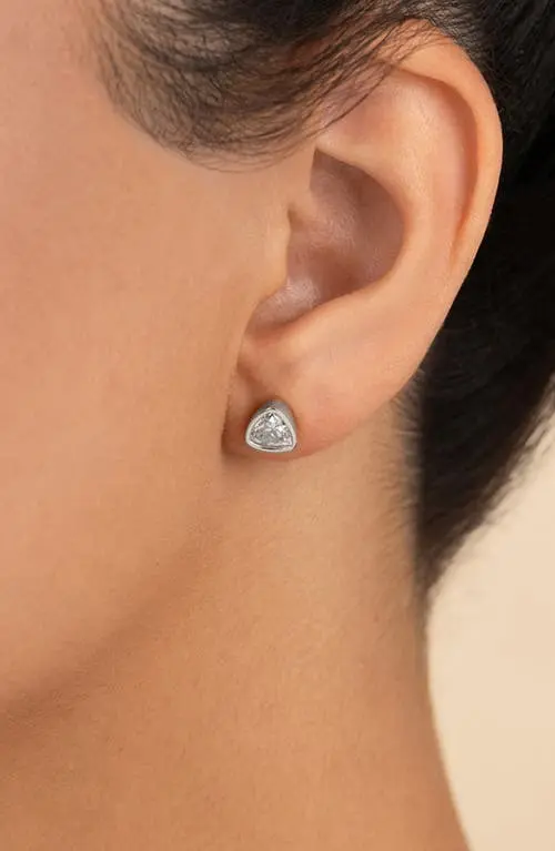 Sterling Forever Trillion Cut Cubic Zirconia Stud Earrings - Silver