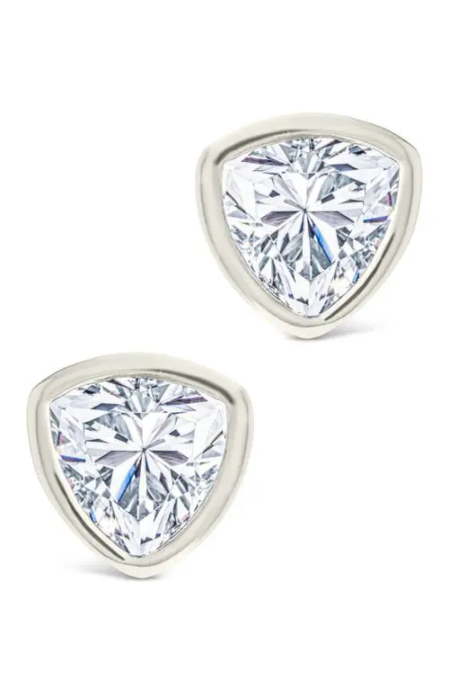 Sterling Forever Trillion Cut Cubic Zirconia Stud Earrings - Silver