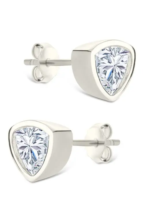 Sterling Forever Trillion Cut Cubic Zirconia Stud Earrings - Silver