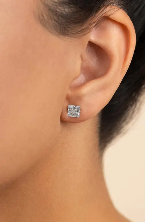 Sterling Forever Princess Cut Cubic Zirconia Stud Earrings - Silver