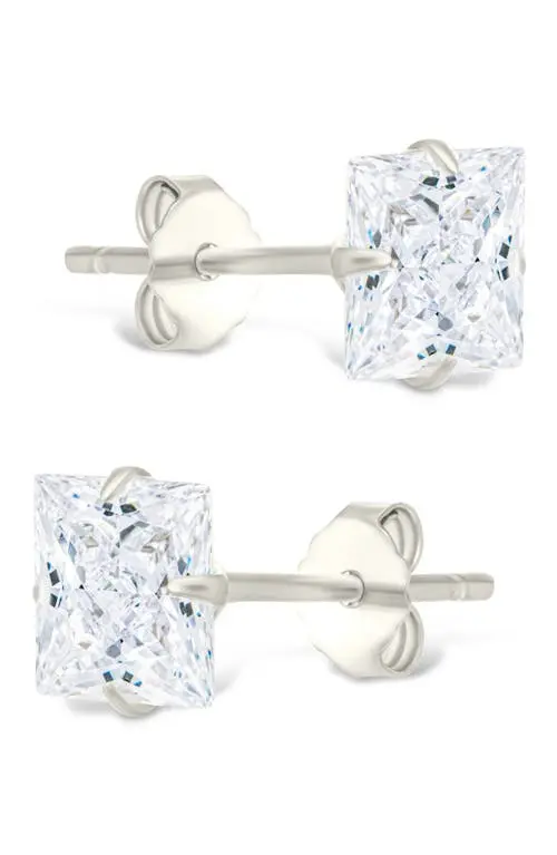 Sterling Forever Princess Cut Cubic Zirconia Stud Earrings - Silver