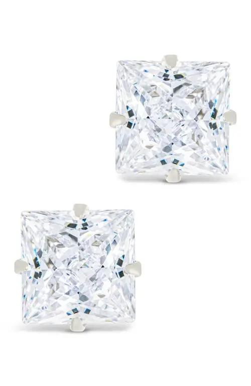 Sterling Forever Princess Cut Cubic Zirconia Stud Earrings - Silver