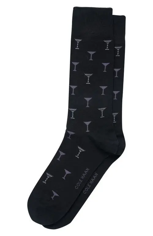 Cole Haan Martini Glass Dress Socks - Black