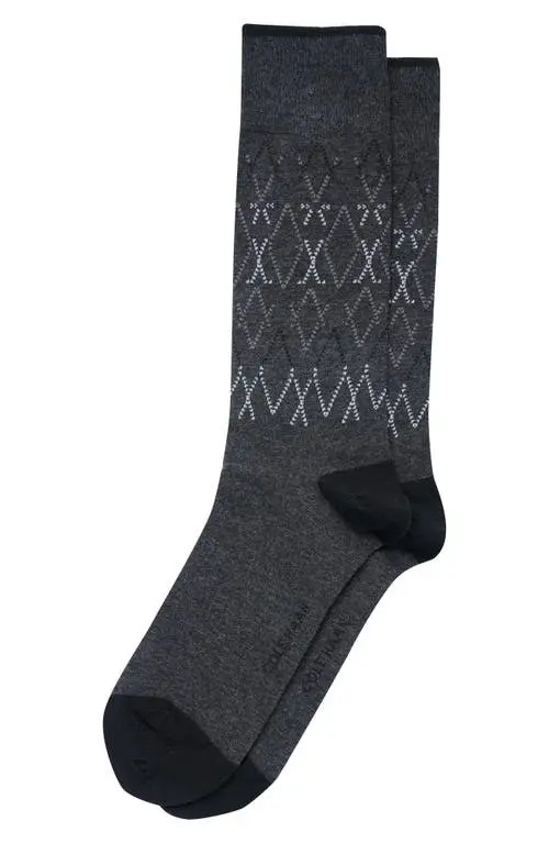 Cole Haan Argyle Patterned Dress Socks - Dark Grey Heather