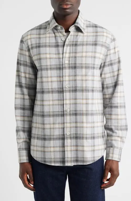 BOSS Owen Relaxed Fit Plaid Cotton Flannel Button-up Shirt - Medium Grey