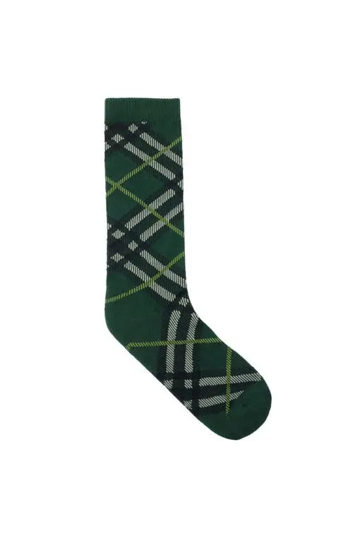 Burberry Check Cotton Blend Socks - Thicket Green