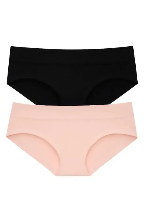 THIRDLOVE Assorted 2-pack Seamless Cloud Low Rise Hipster Panties - Black/rose Dust