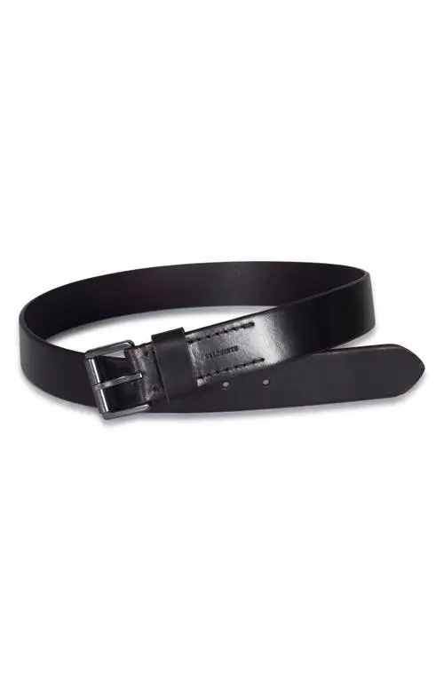 ALLSAINTS Bevel Edge Leather Belt - Dark Brown