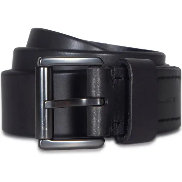 ALLSAINTS Bevel Edge Leather Belt - Raven Grey