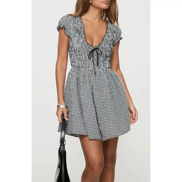 Princess Polly Wescott Gingham Romper - Black/white