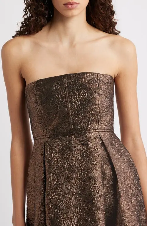 CECE DUPRAZ Strapless Metallic Midi Dress