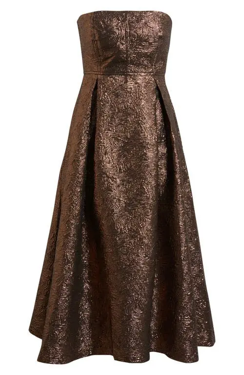 CECE DUPRAZ Strapless Metallic Midi Dress
