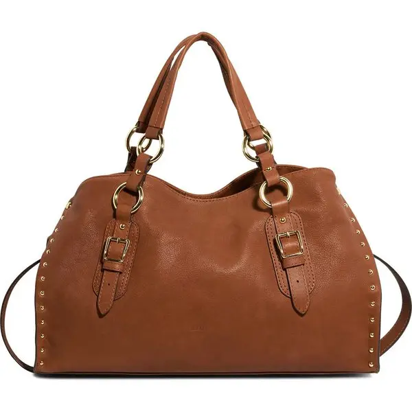 AIMEE Large Rodeo Leather Satchel - Chestnut
