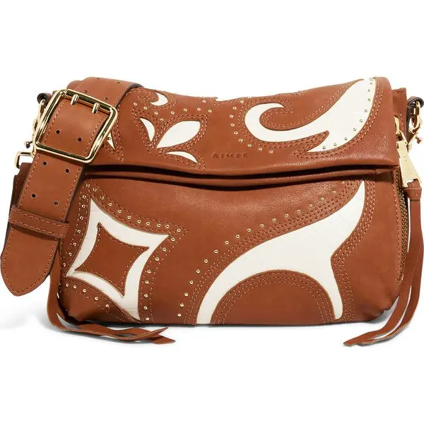 AIMEE Bali Double Entry Crossbody Bag - Chestnut Inlay