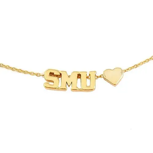COLOR SHOUT Southern Methodist University Gold Heart Necklace - Yellow Gold
