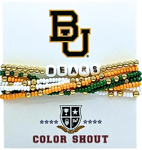 COLOR SHOUT Baylor University Lucky 7 Bracelet Set - Yellow Gold
