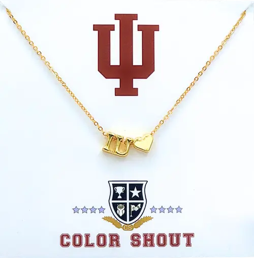 COLOR SHOUT Indiana University Gold Heart Necklace - Yellow Gold