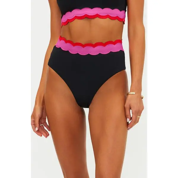 Beach Riot Harriet High Waisted Bikini Bottom - Electric Wave