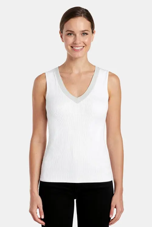 CAPSULE 121 Sleeveless V-neck Ribbed Knit Top