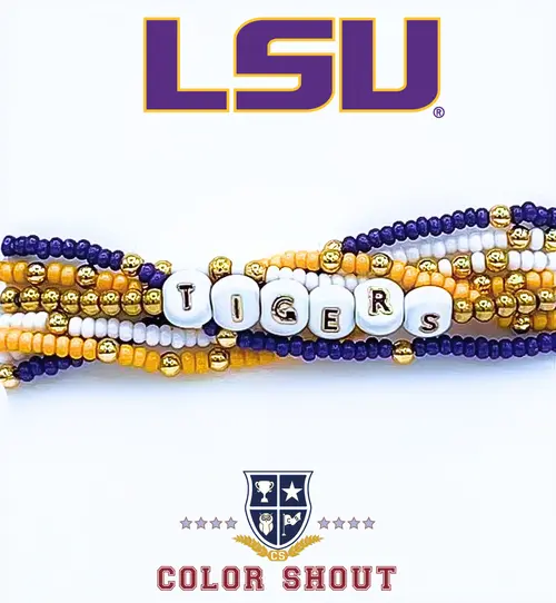 COLOR SHOUT Louisiana State Lucky 7 Bracelet Set - Yellow Gold