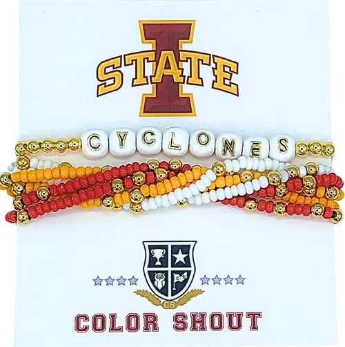 COLOR SHOUT Lucky 7 Iowa State Bracelet Set - Yellow Gold