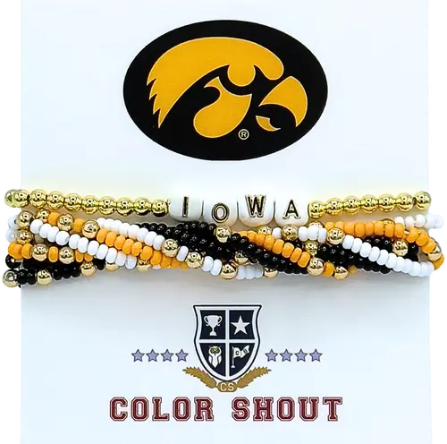 COLOR SHOUT Iowa Lucky 7 Bracelet Set - Yellow Gold