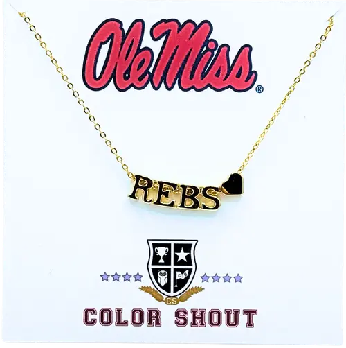 COLOR SHOUT Ole Miss Heart Necklace - Yellow Gold