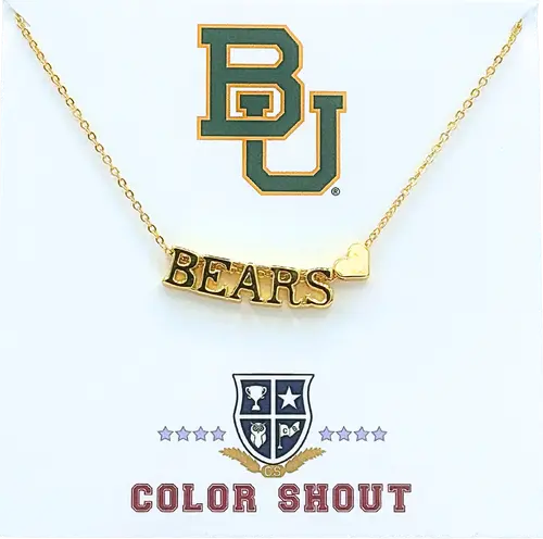 COLOR SHOUT Baylor University Heart Necklace - Yellow Gold