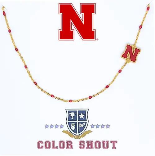 COLOR SHOUT University Of Nebraska Heart Necklace - Yellow Gold