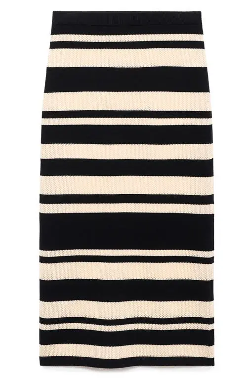 Mango Stripe Knit Midi Skirt