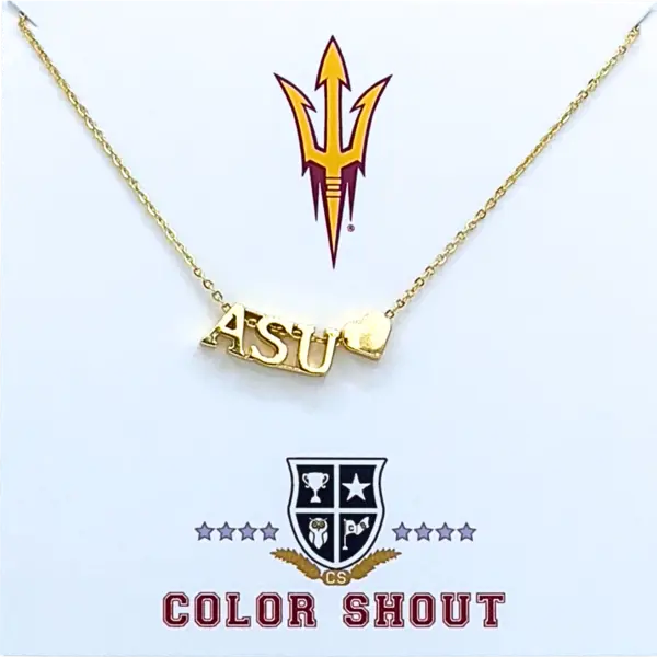 COLOR SHOUT Arizona State University Heart Necklace - Yellow Gold