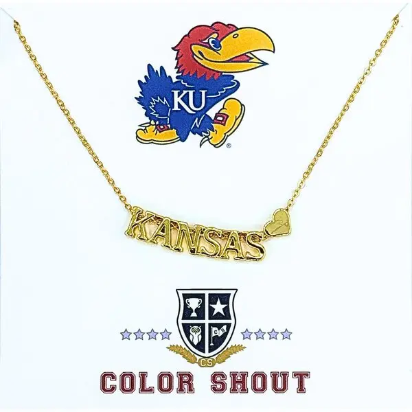 COLOR SHOUT Kansas University Gold Heart Necklace - Yellow Gold
