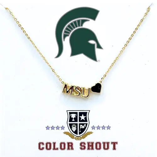 COLOR SHOUT Michigan State University Heart Pendant Necklace - Yellow Gold