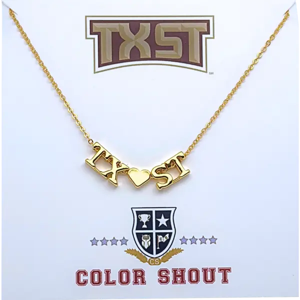 COLOR SHOUT Texas State University Heart Necklace - Yellow Gold